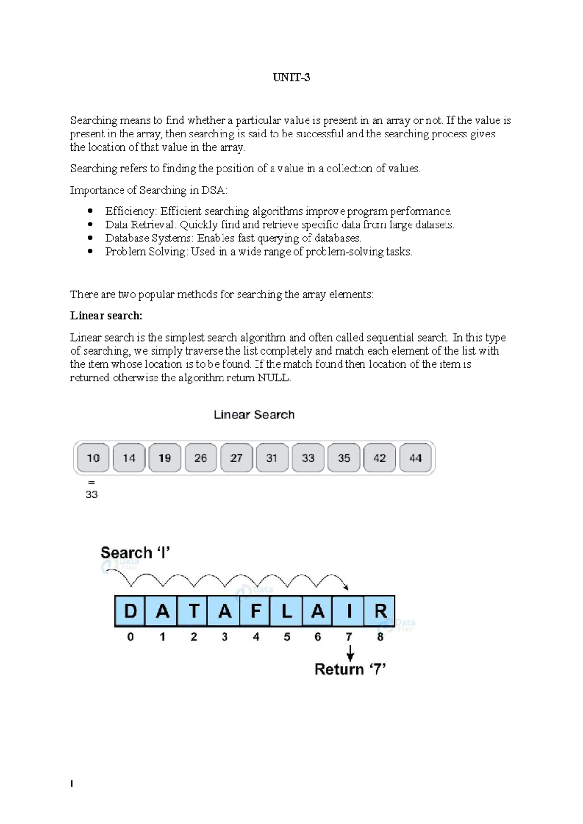 Revised Notes on Searching and Sorting Algorithms (DS Unit-3) - Studocu