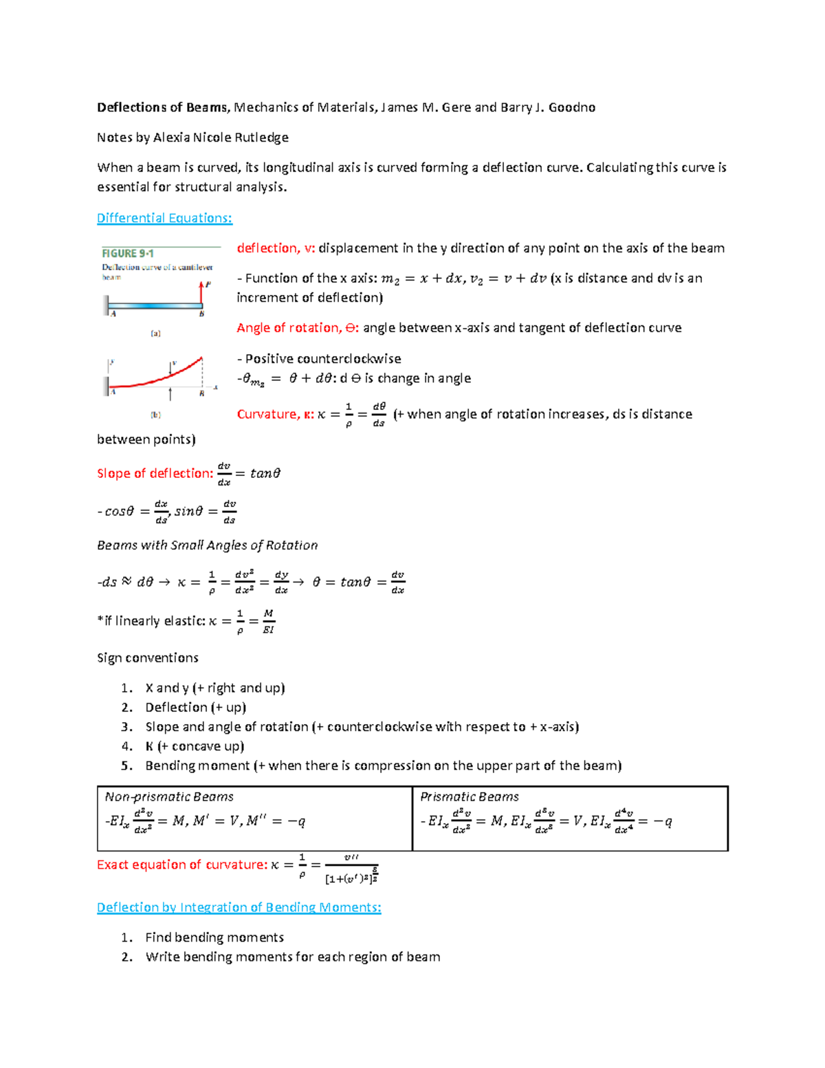 Deflections of Beams - Chapter 9.1-9.5 Notes - Mechanics of Materials ...