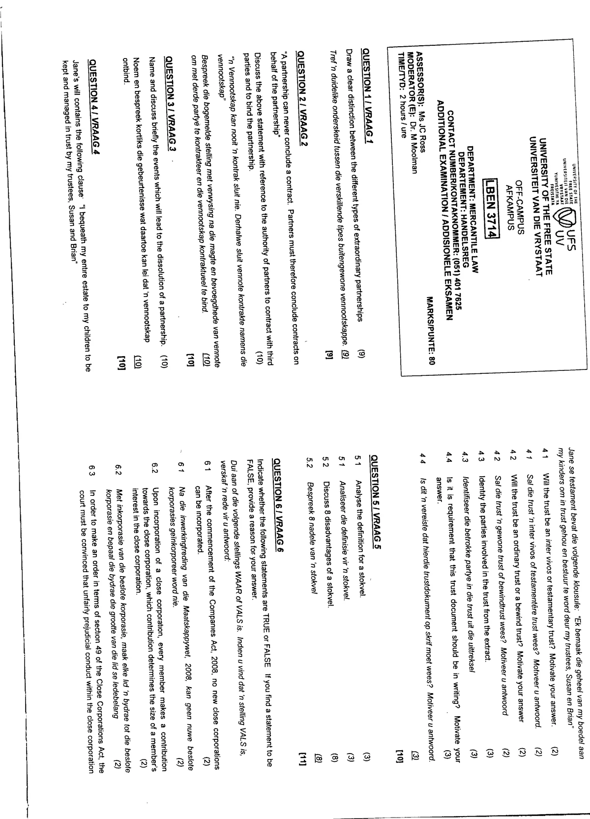 PAST EXAM PAPERS BUSINESS ENTITIES - LBUE3704 - Studocu