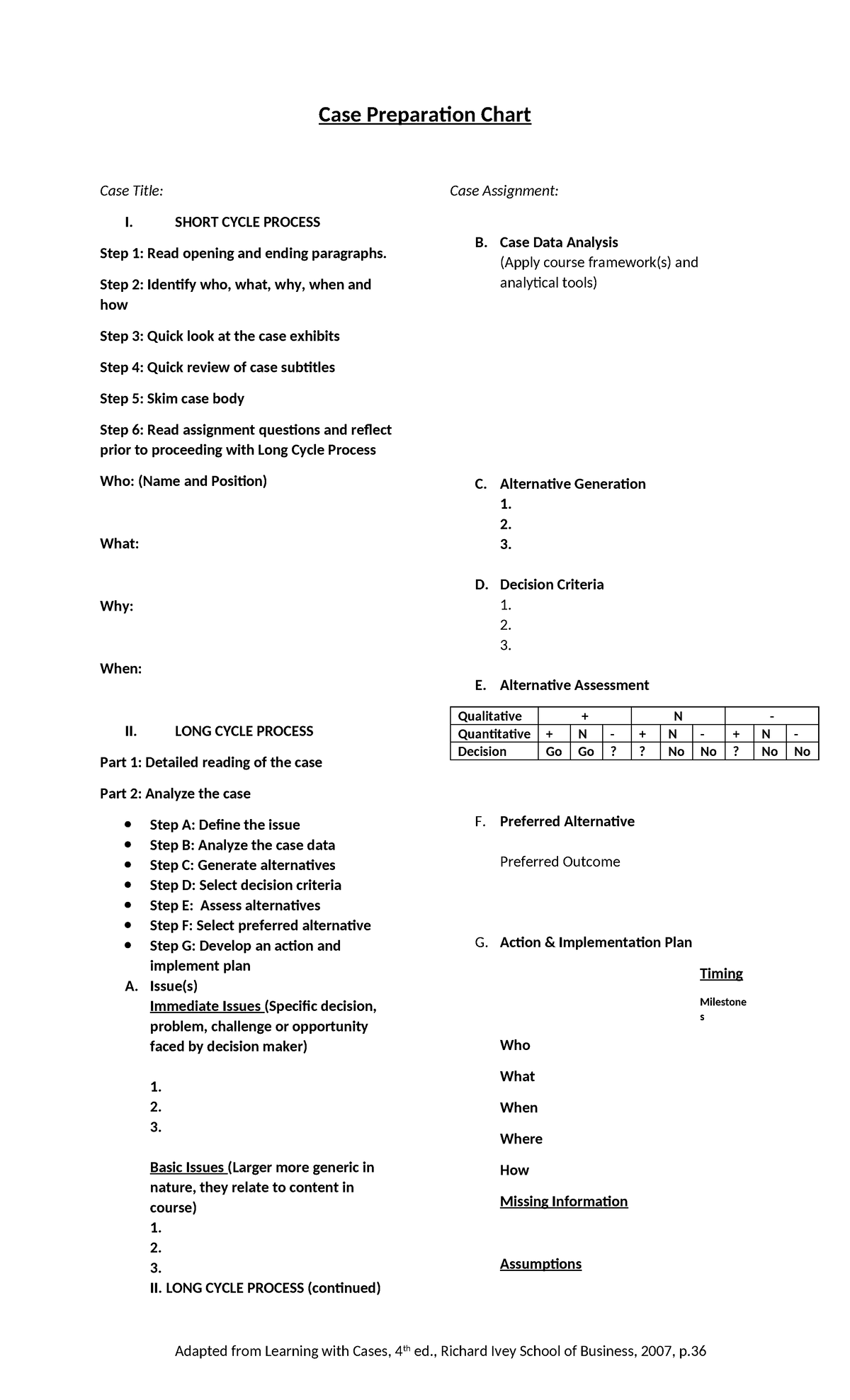 4 - Case Preparation Chart: A Structured Approach to Case Analysis ...