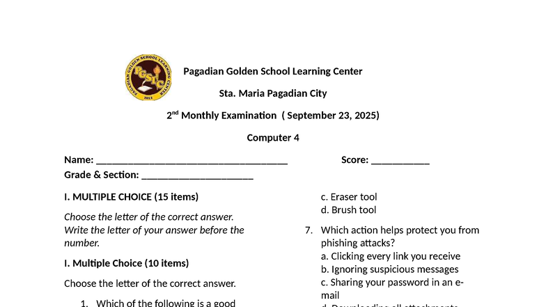 Comp4 2nd Monthly Exam - Computer Etiquette & MS Paint - Studocu