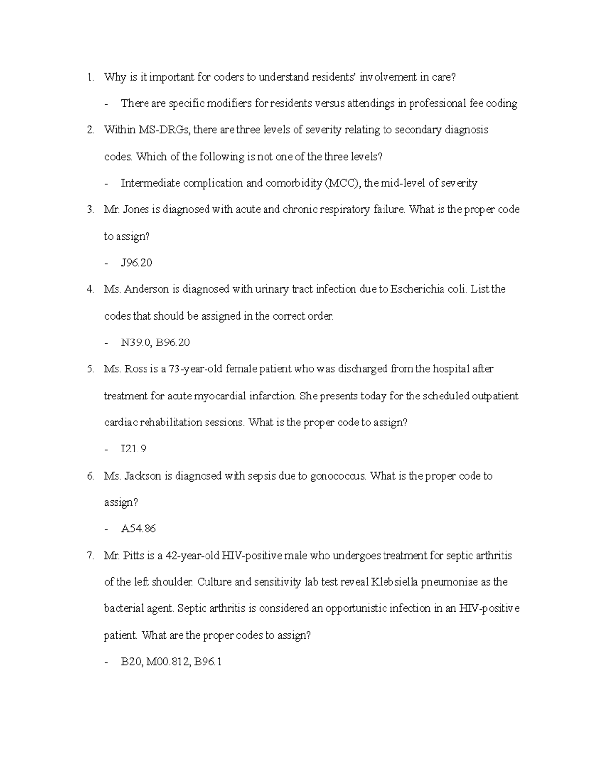 HIM 360 Module 5 Quiz - Coding Diagnoses and Conditions - Studocu