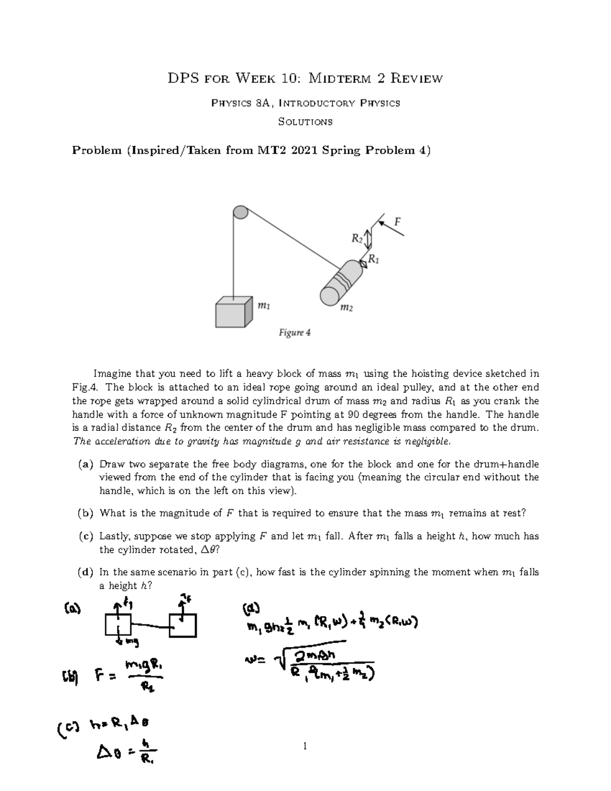 DPS 8A: Midterm 2 Review - Physics Solutions & Problem Analysis - Studocu