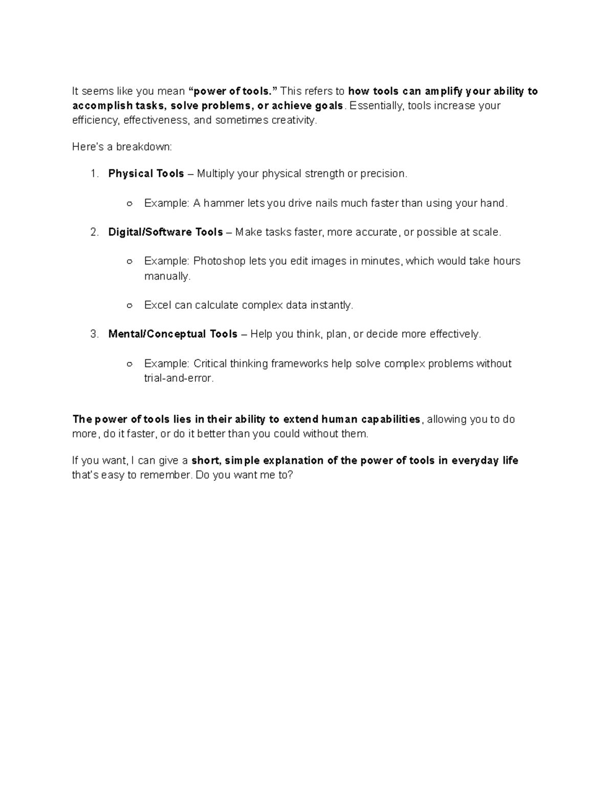 Power of Tools: Enhancing Efficiency and Creativity in Tasks - Studocu