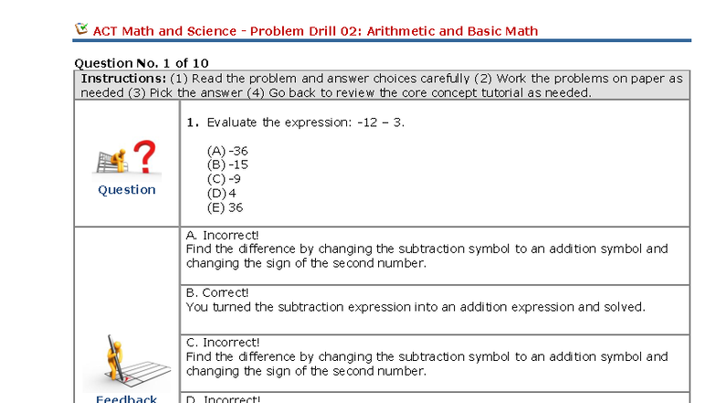 ACT PS02 Arithmetic Practice: Problem Drill 02 - Studocu