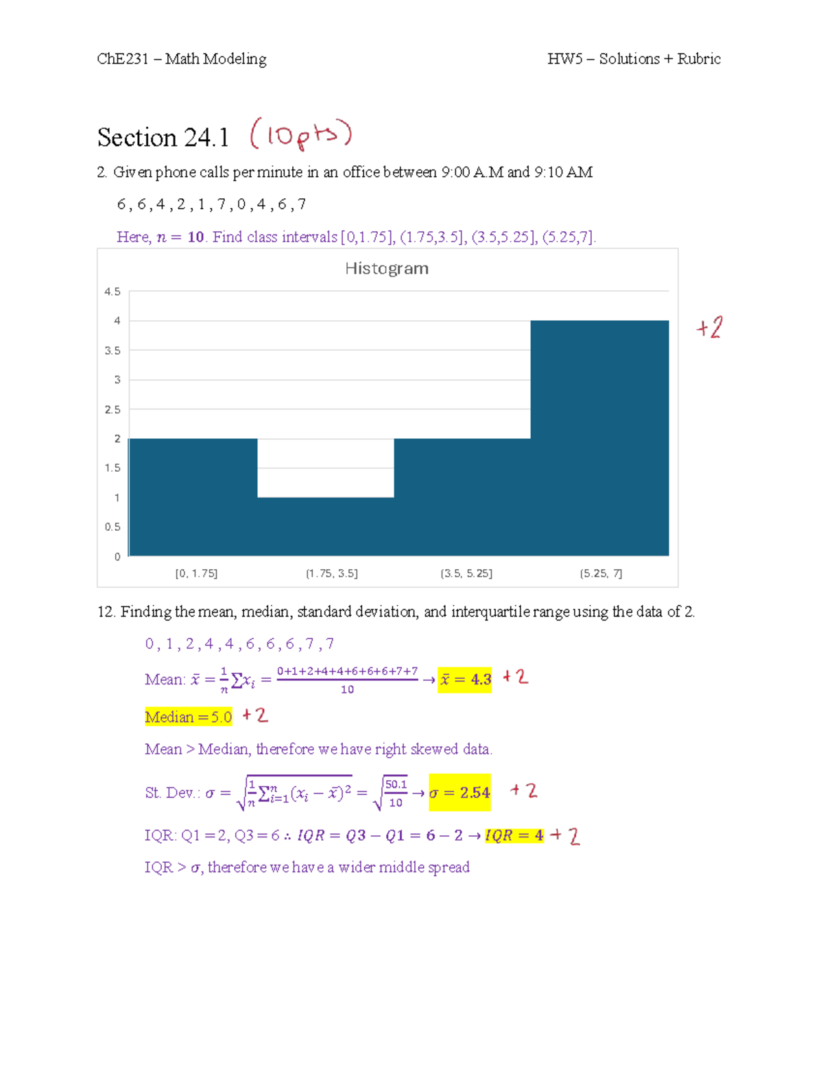 ChE231 Math Modeling HW5 Solutions and Analysis - Studocu
