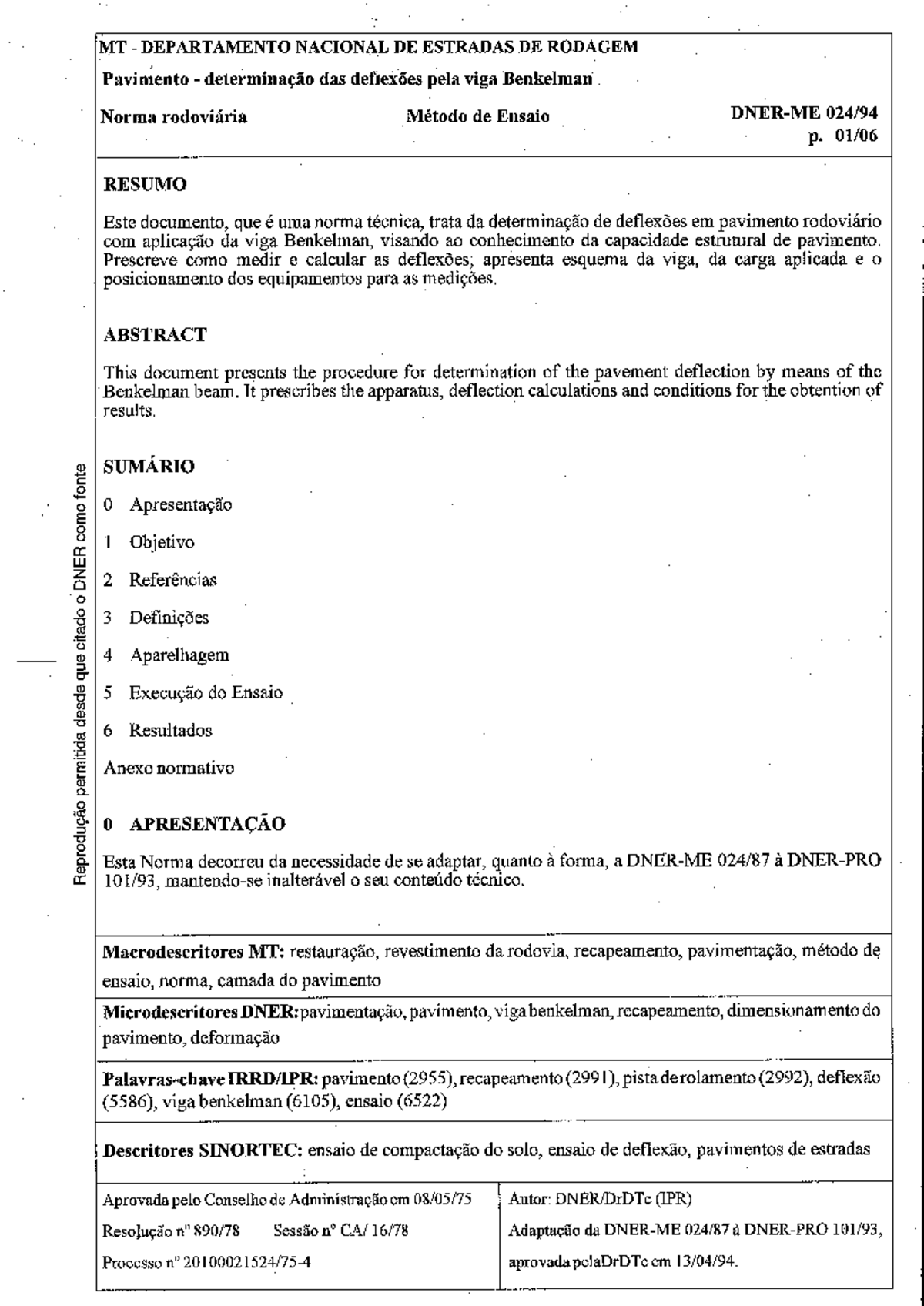 DNER ME 024/94 - Método de Ensaio da Viga Benkelman para Pavimentos ...