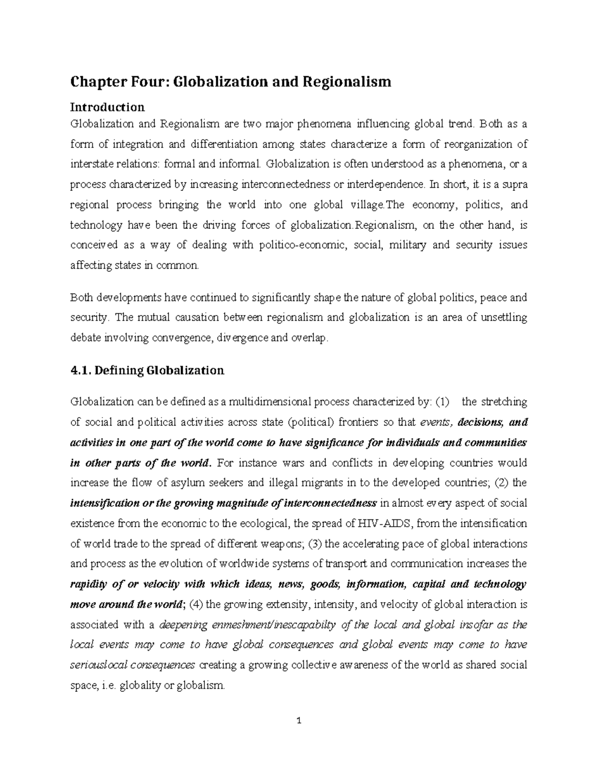 Chapter 4: Globalization and Regionalism in Global Affairs - Studocu