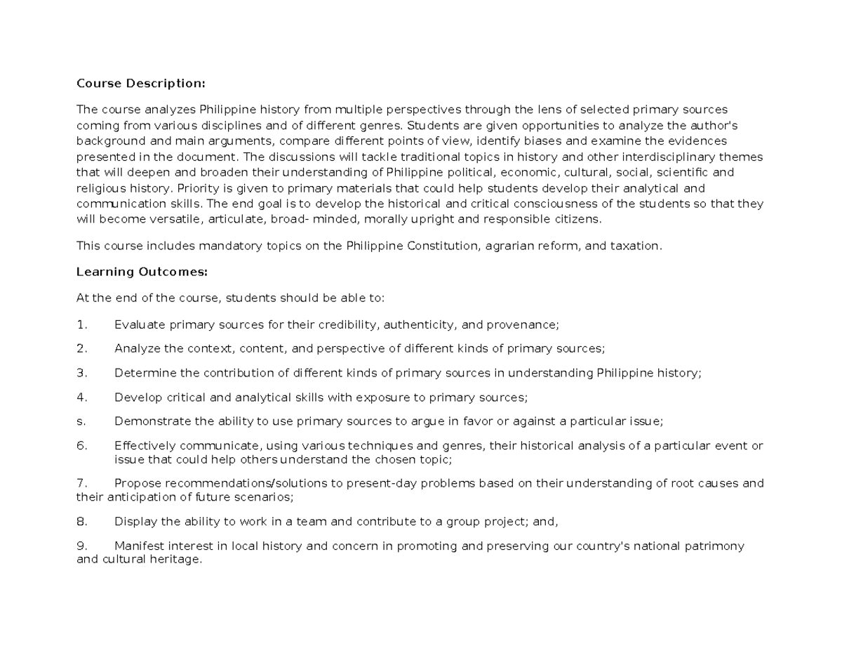 RPH 101: In-Depth Analysis of Philippine History & Primary Sources ...