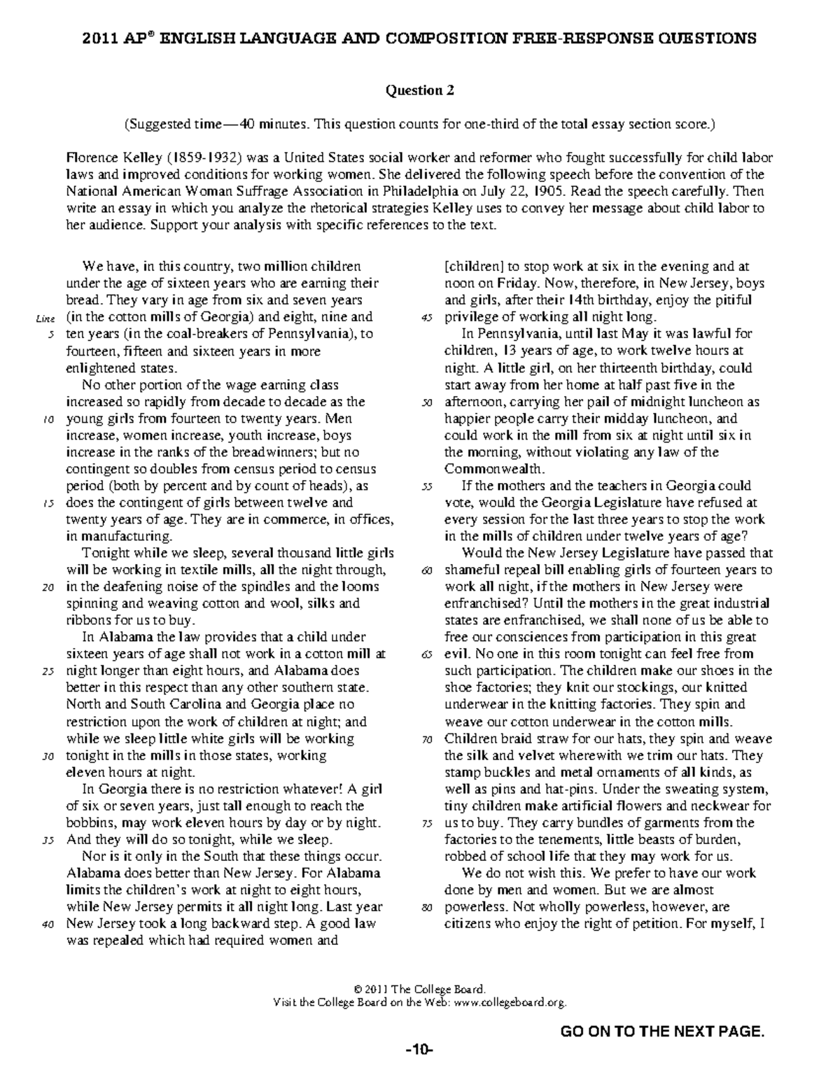 Kelley - Analyzing Rhetorical Strategies in Florence Kelley's Speech ...