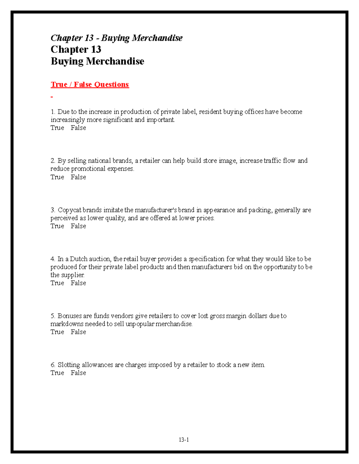 Chapter 13 Merchandising Test Bank - Key Concepts and Questions - Studocu