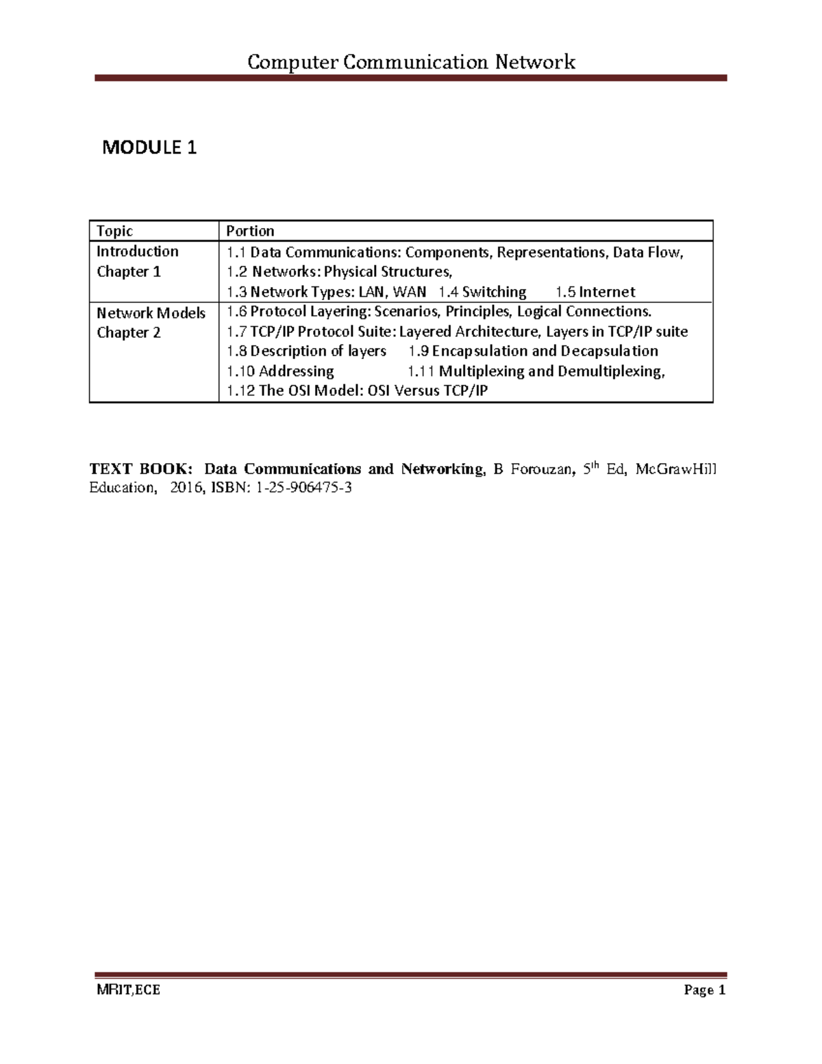 CCN 101: Introduction to Computer Communication Networks - Module 1 - Studocu
