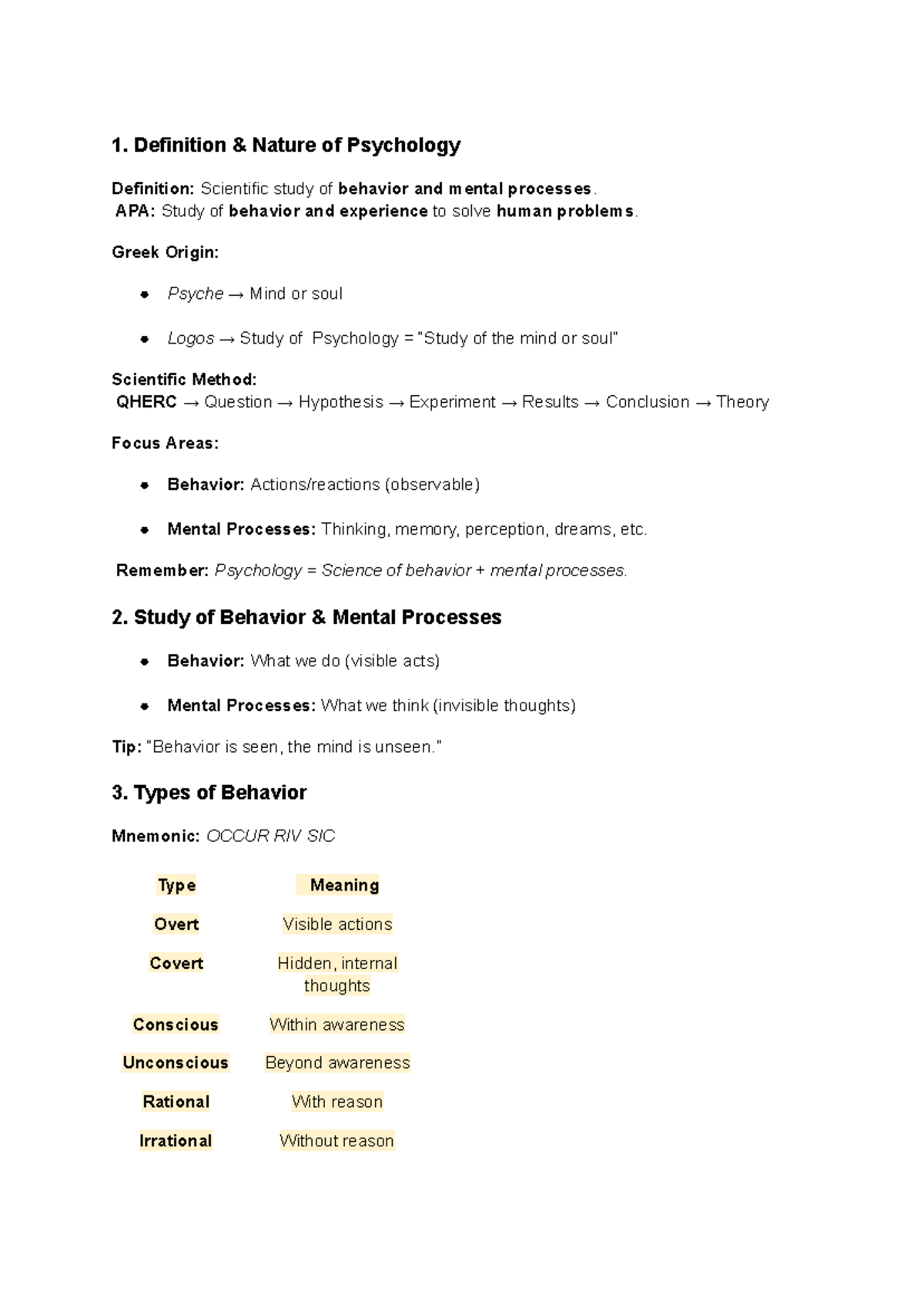 ITP 101: Overview of Psychology - Key Concepts and Methods - Studocu