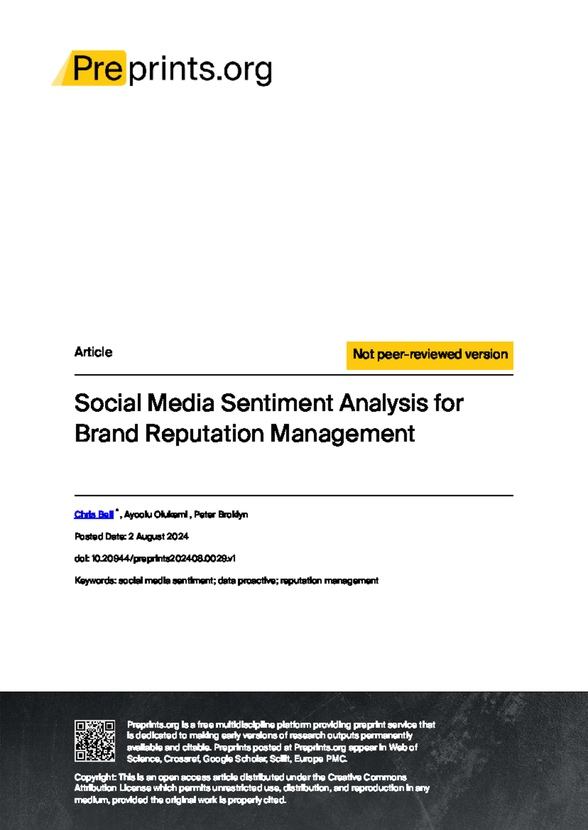 Social Media Sentiment Analysis for Brand Reputation Management ...