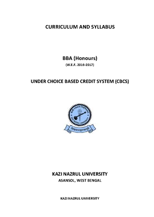 Bachelor of Business Administration - BBA - Studocu