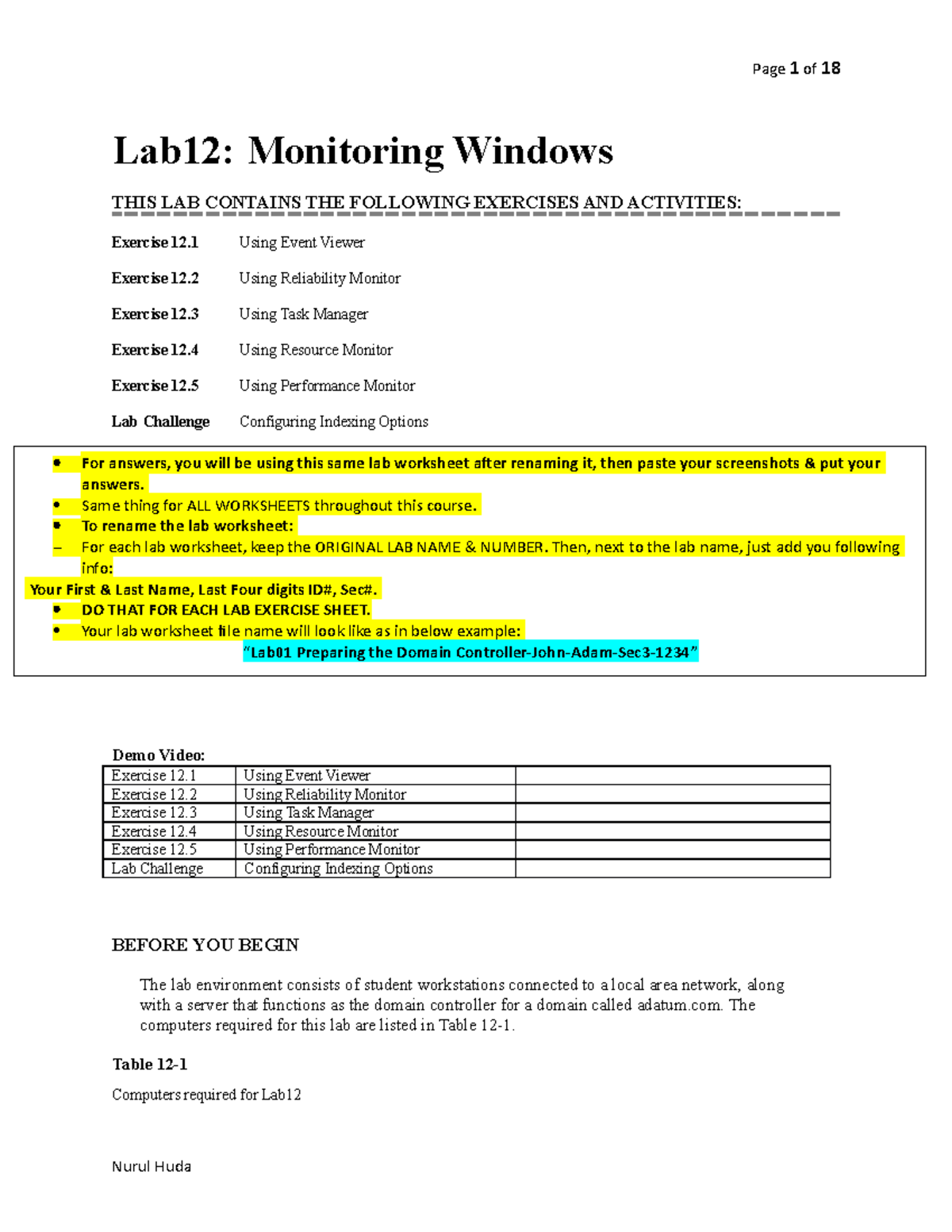 Lab12: Monitoring Windows System Performance and Reliability Activities ...