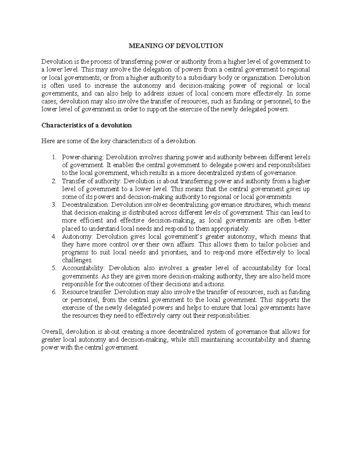 Understanding Devolution: Key Concepts and Impact in Kenya - Studocu