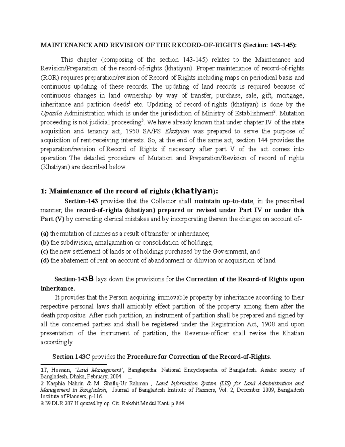 9. Maintenance of Record-of-Rights and Mutation Procedures - Studocu