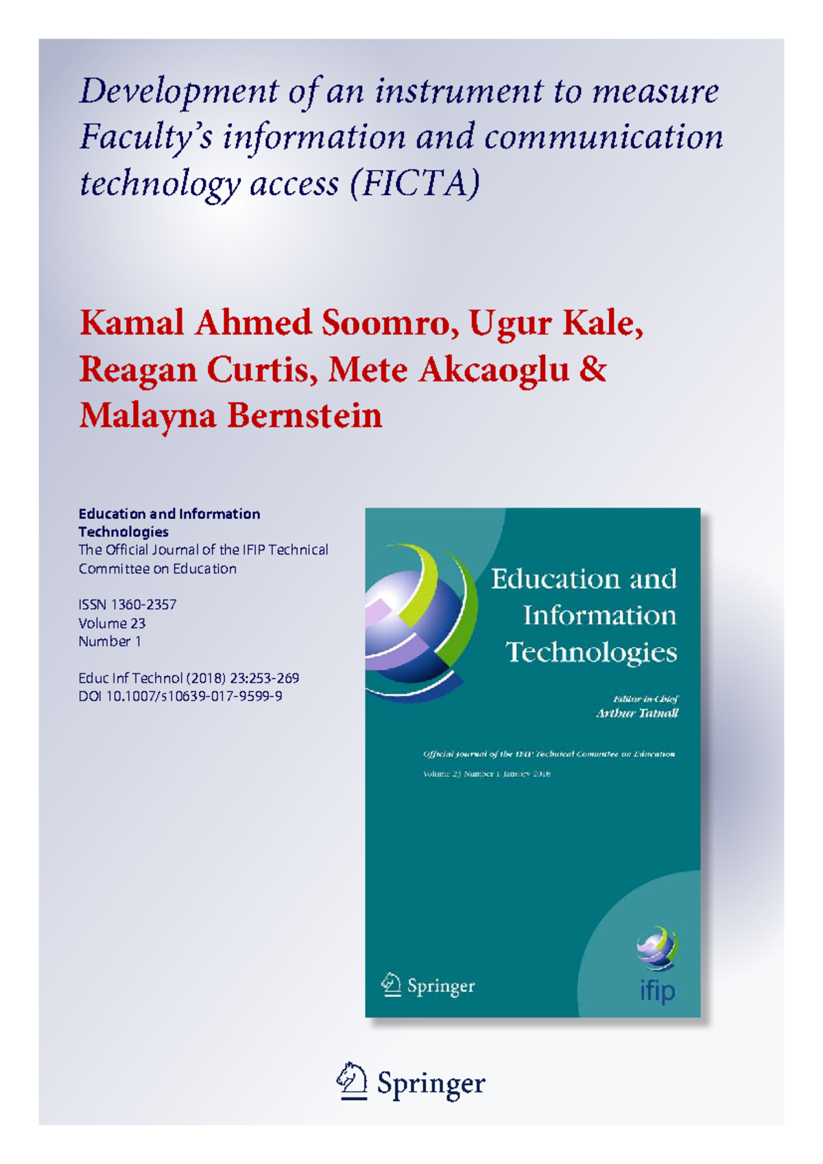 FICTA Scale Development: Measuring ICT Access in Education - Studocu