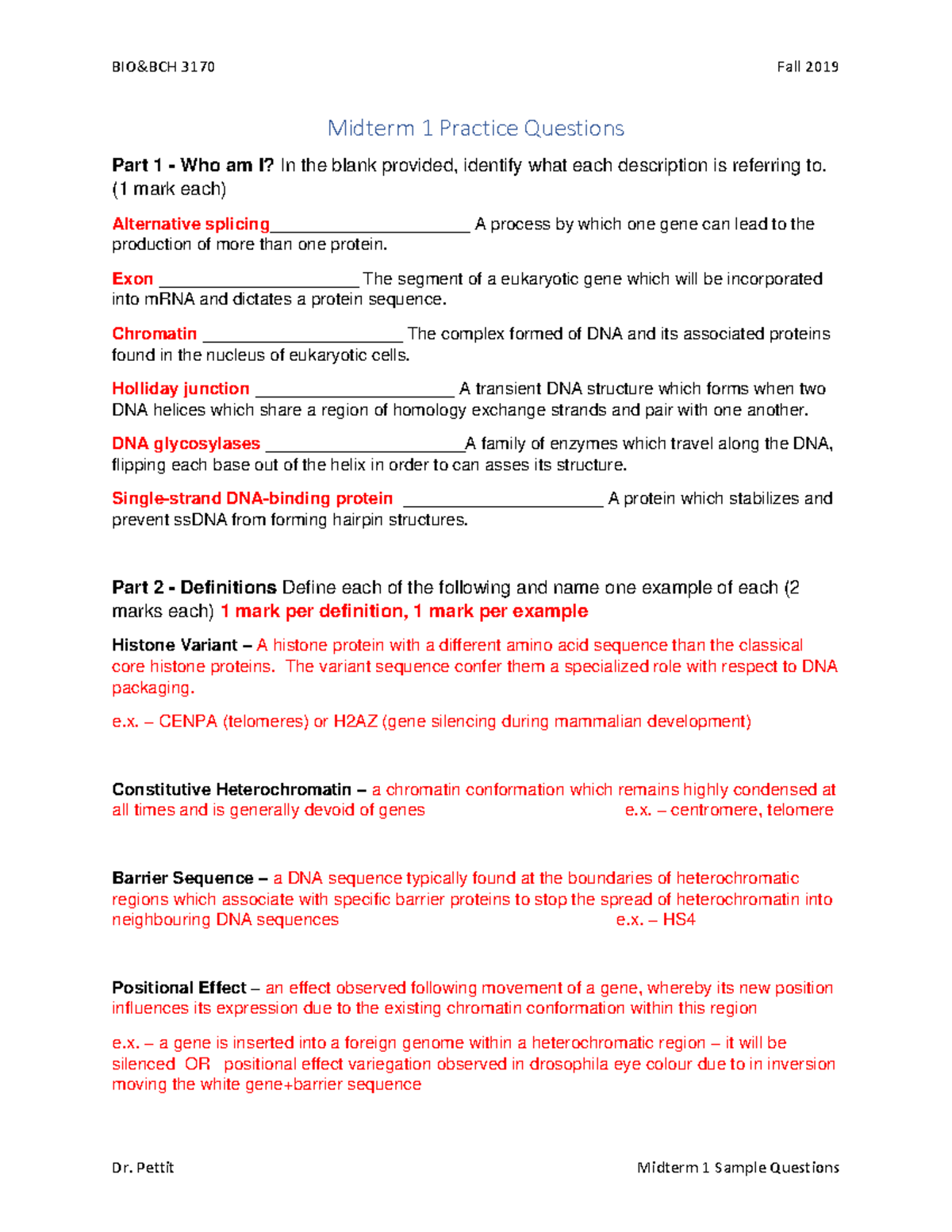 Module 2 BIO3170 Midterm 1 Practice Questions & Solutions - Studocu
