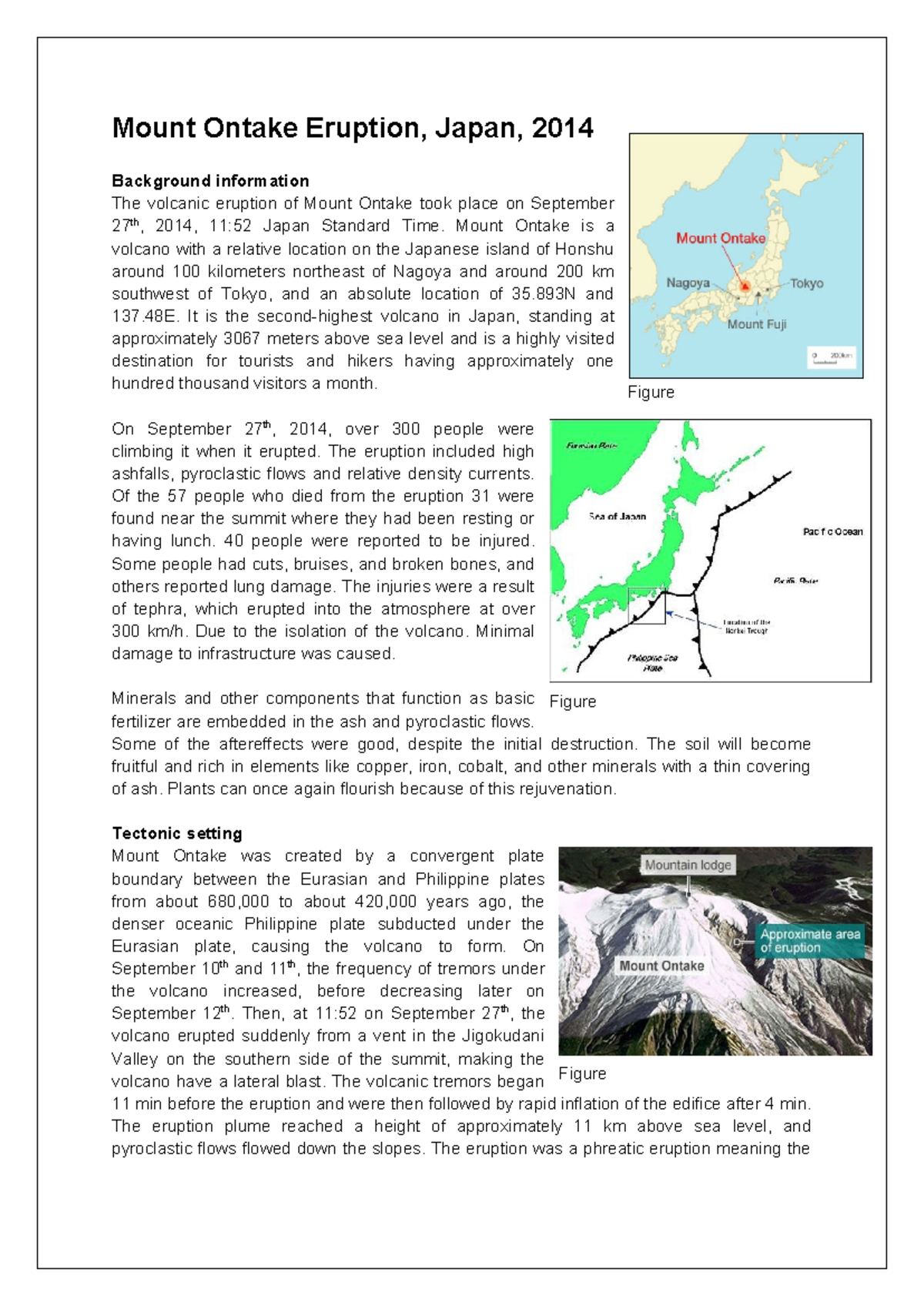 Mount Ontake Eruption Case Study (2014): Causes, Effects, and Responses ...