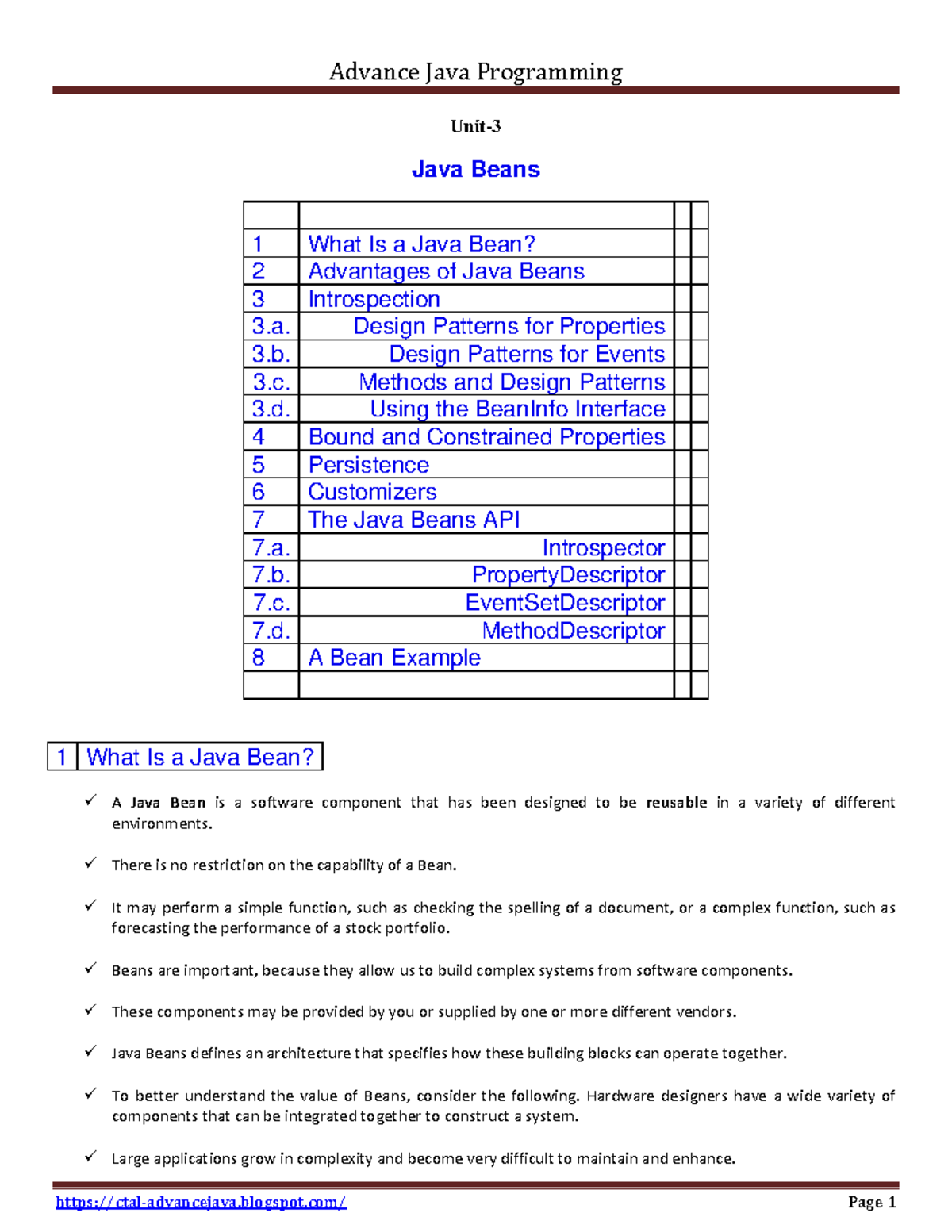Advance Java Programming: Understanding Java Beans and Their Components ...