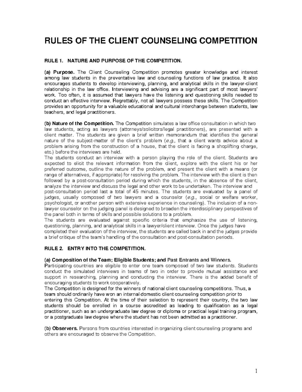 Client Interviewing and Counseling Competition Rules Overview - Studocu