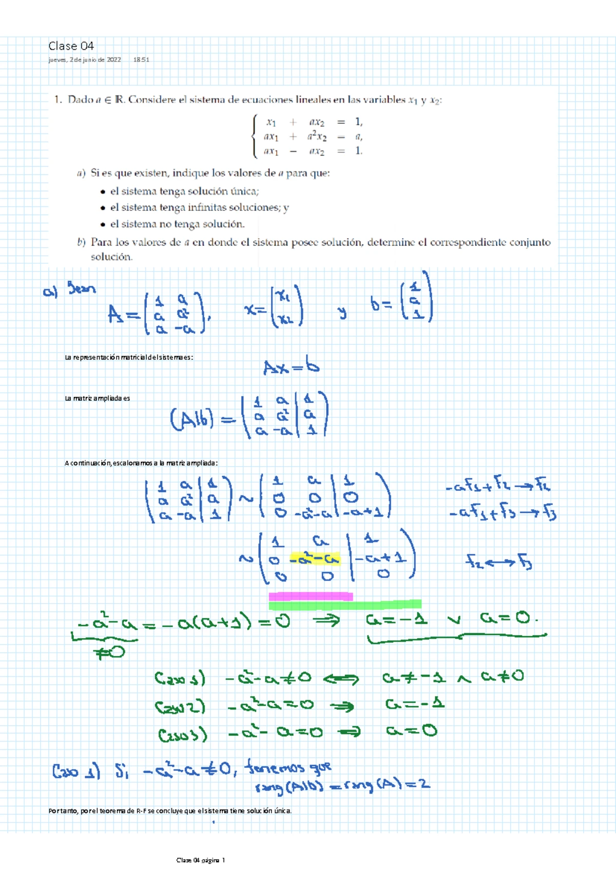 Álgebra Lineal - Semana 06 Clase 01 - Determinantes y Sistemas de ...
