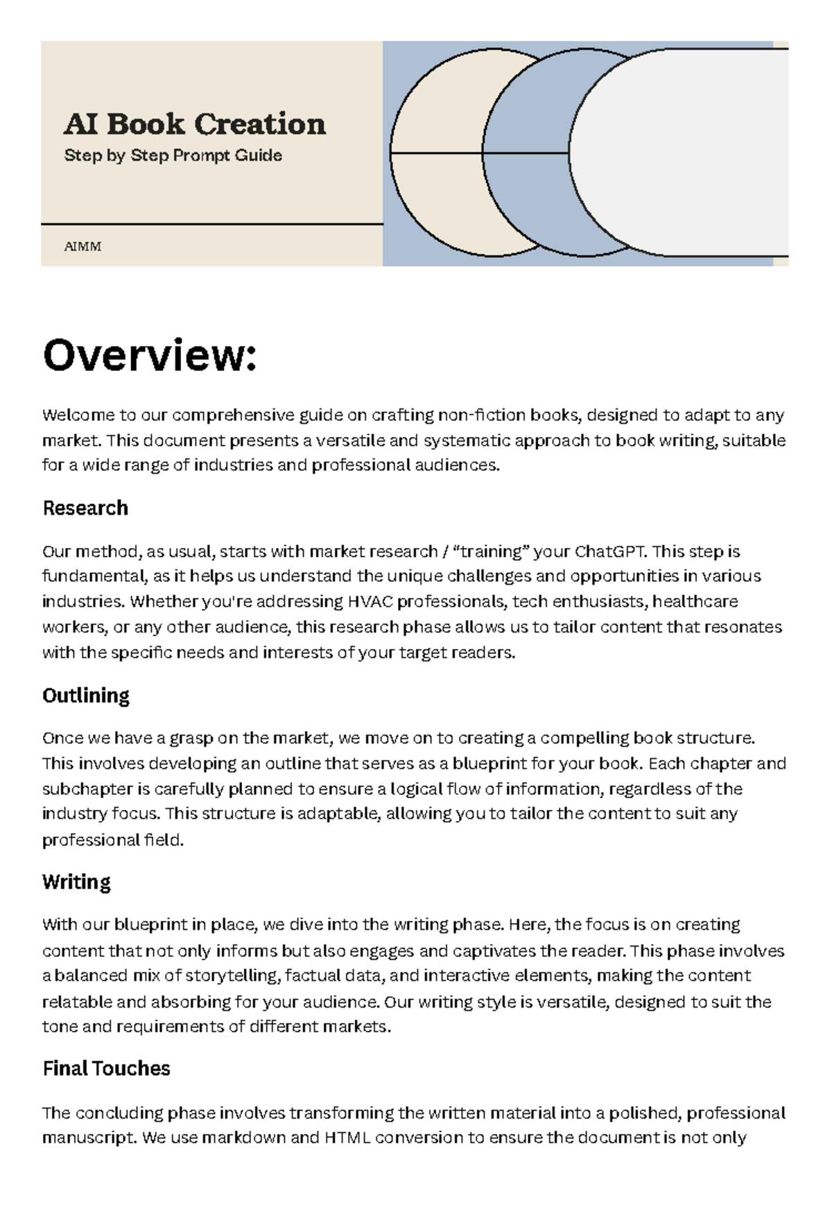 AI Book Creation Guide: Step-by-Step Prompting for AIMM - Studocu