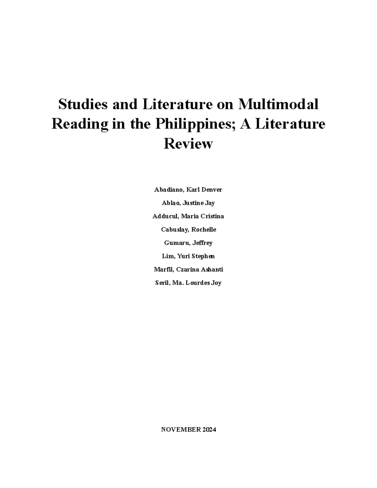 Multimodal Reading in the Philippines: A Comprehensive Literature ...