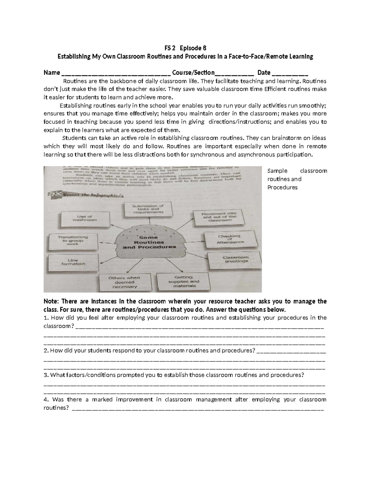 FS 2 Episode 8: Establishing Effective Classroom Routines and ...