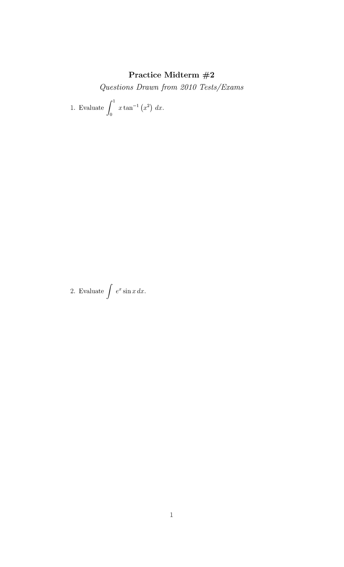 2010 Calc 1500 Midterm Practice Questions and Solutions - Studocu