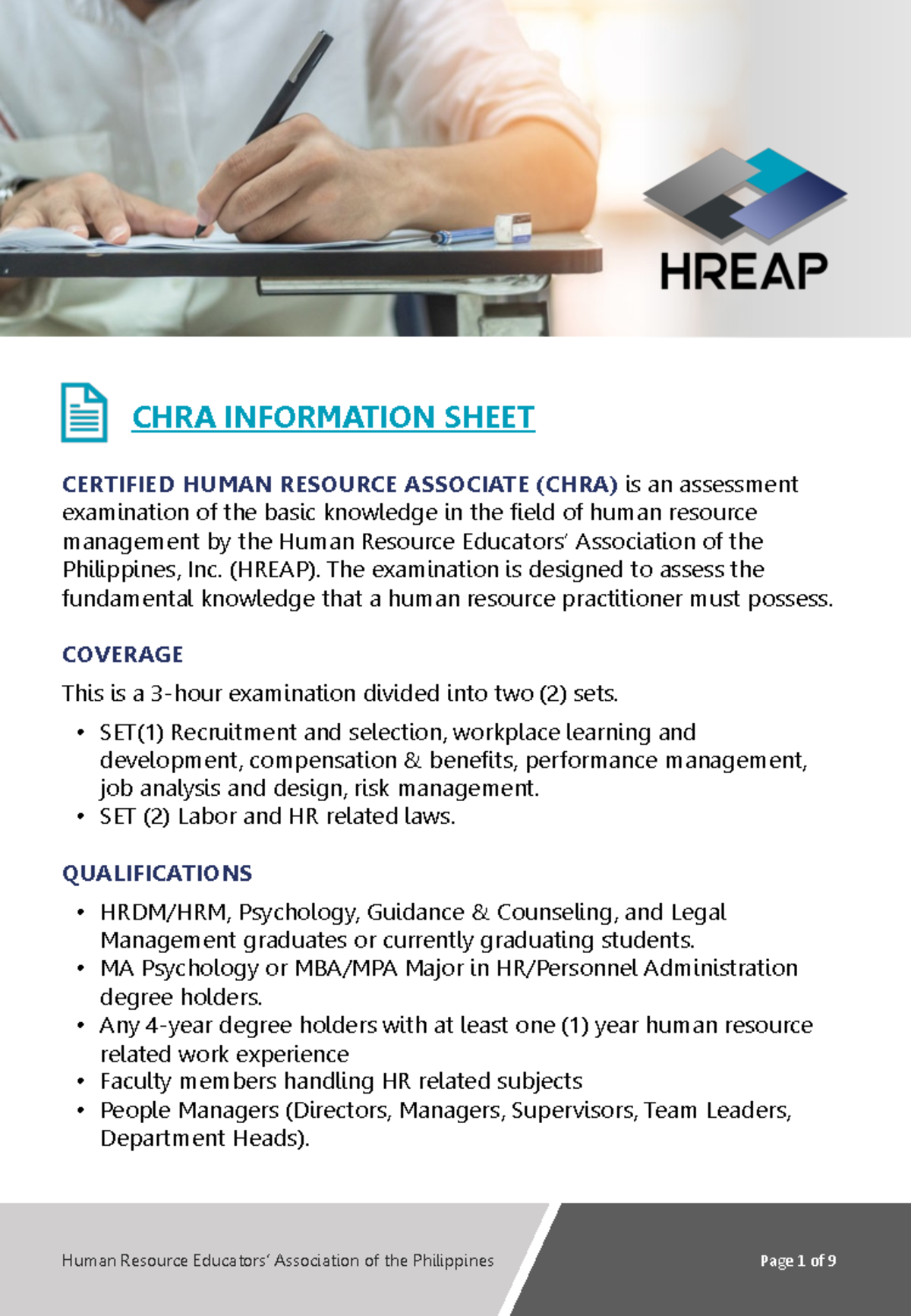 CHRA Exam Information Sheet 2021: Overview and FAQs - Studocu