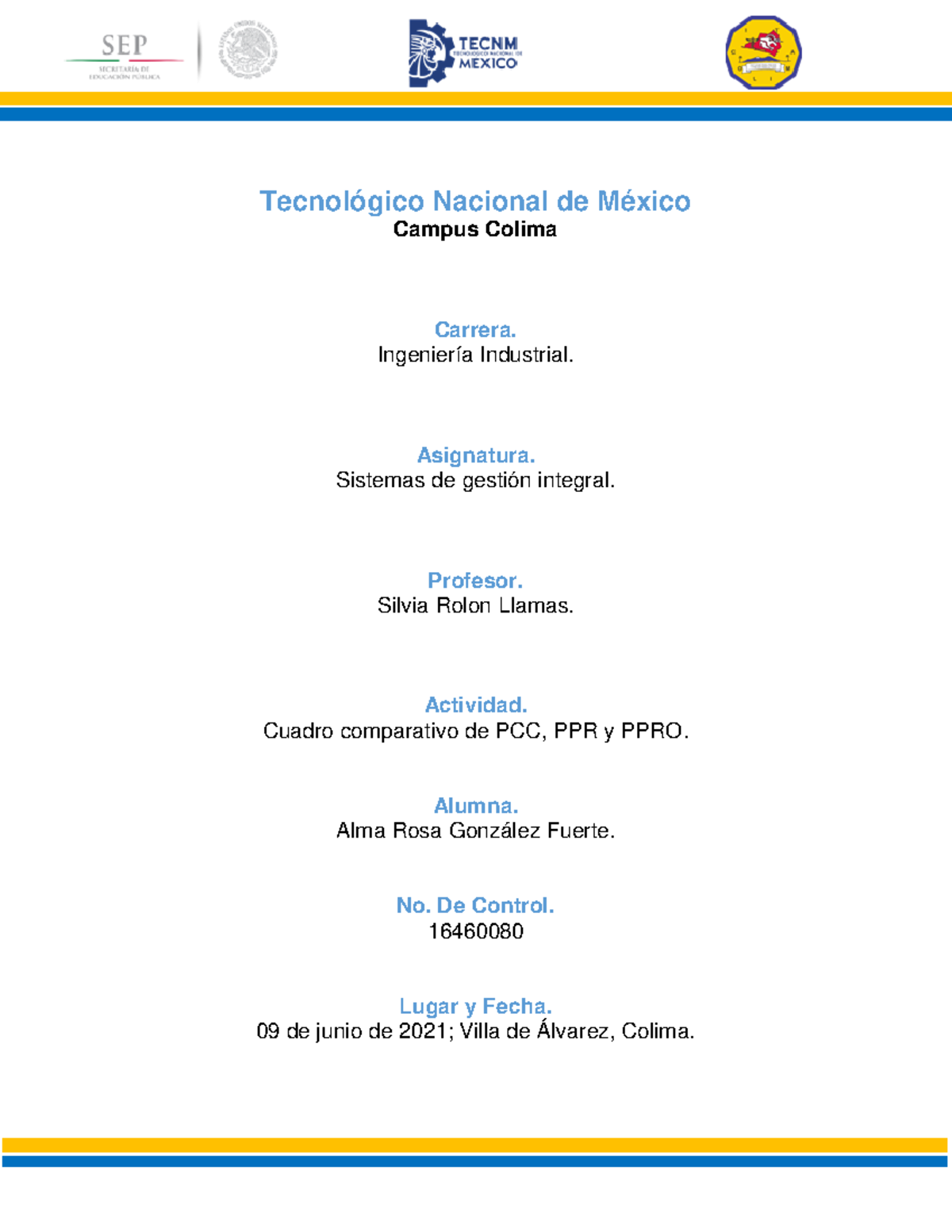 Cuadro Comparativo DE PCC, PPR y PPRO - Gestión de los Sistemas de ...