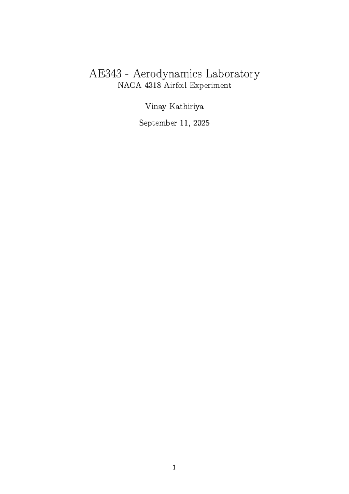 AE343 Aerodynamics Lab: NACA 4318 Airfoil Experiment Report - Studocu