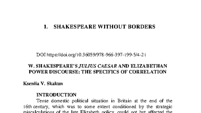 Shakespeare's Julius Caesar: Political Discourse in Elizabethan England ...