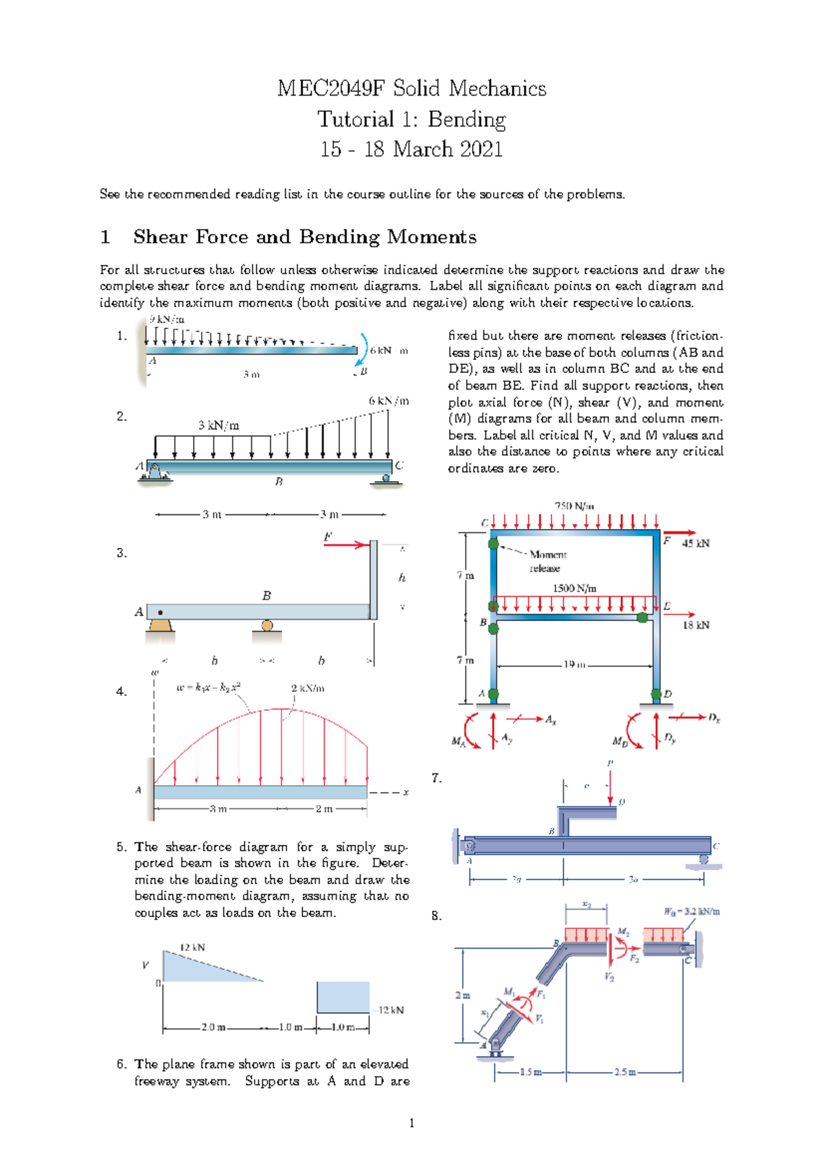 Tutorial 1 - Torsion - MEC2049F Solid Mechanics Tutorial 1: Bending 15 ...