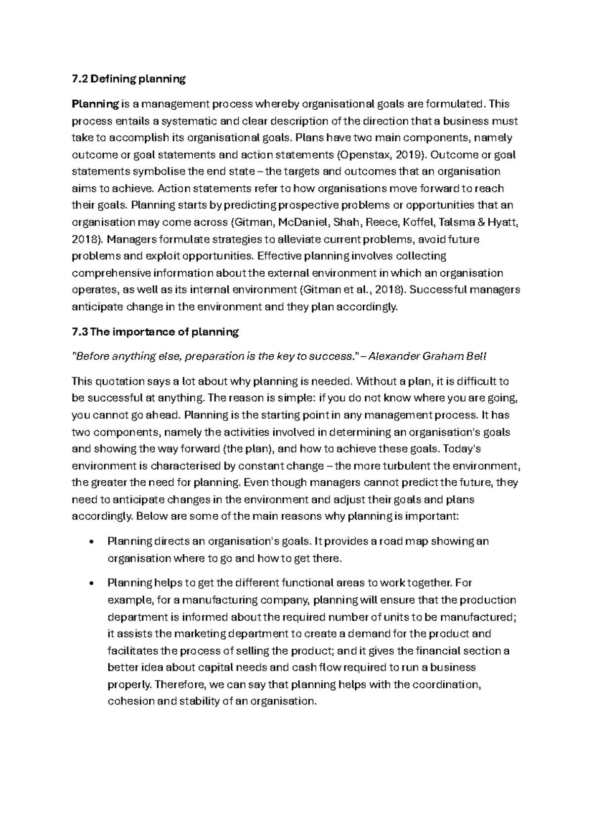 Chapter 7: Planning in Management - Studocu