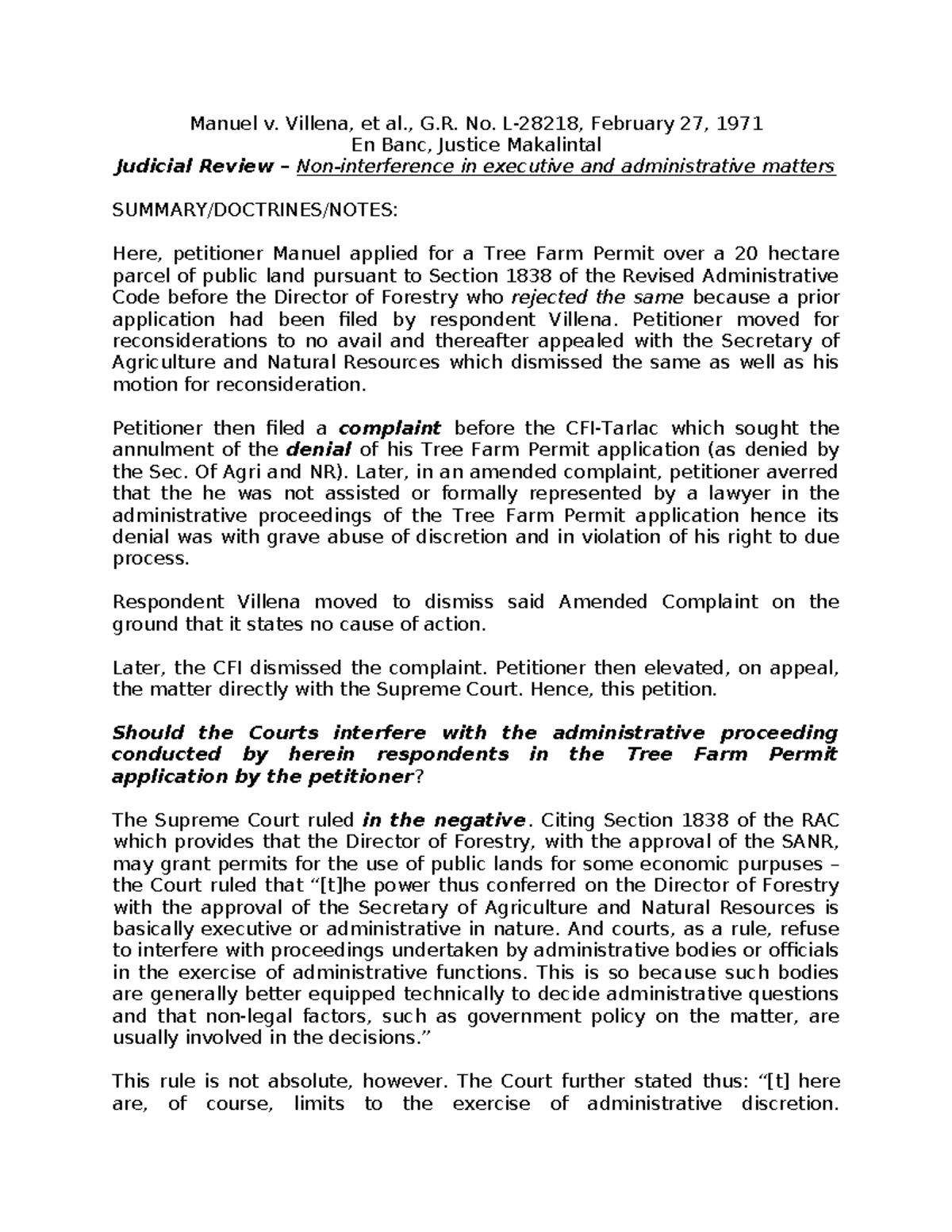 Manuel v. Villena, G.R. No. L-28218: Supreme Court Ruling on Trees ...