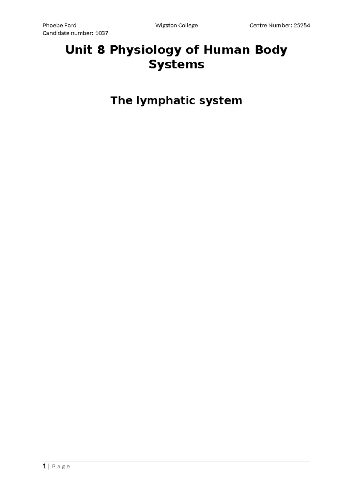 Unit 8 Lymphatic System - Coursework Notes - Studocu