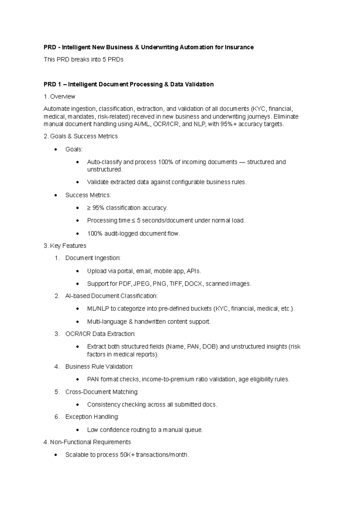PRD- Intelligent New Business Underwriting Automation Overview - Studocu