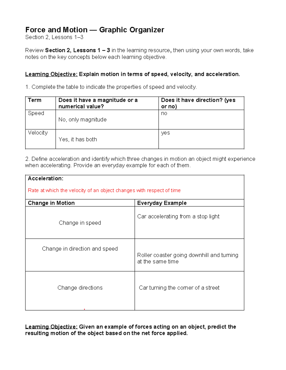 2.1-2.3 Force and Motion: Key Concepts Review Notes - Studocu