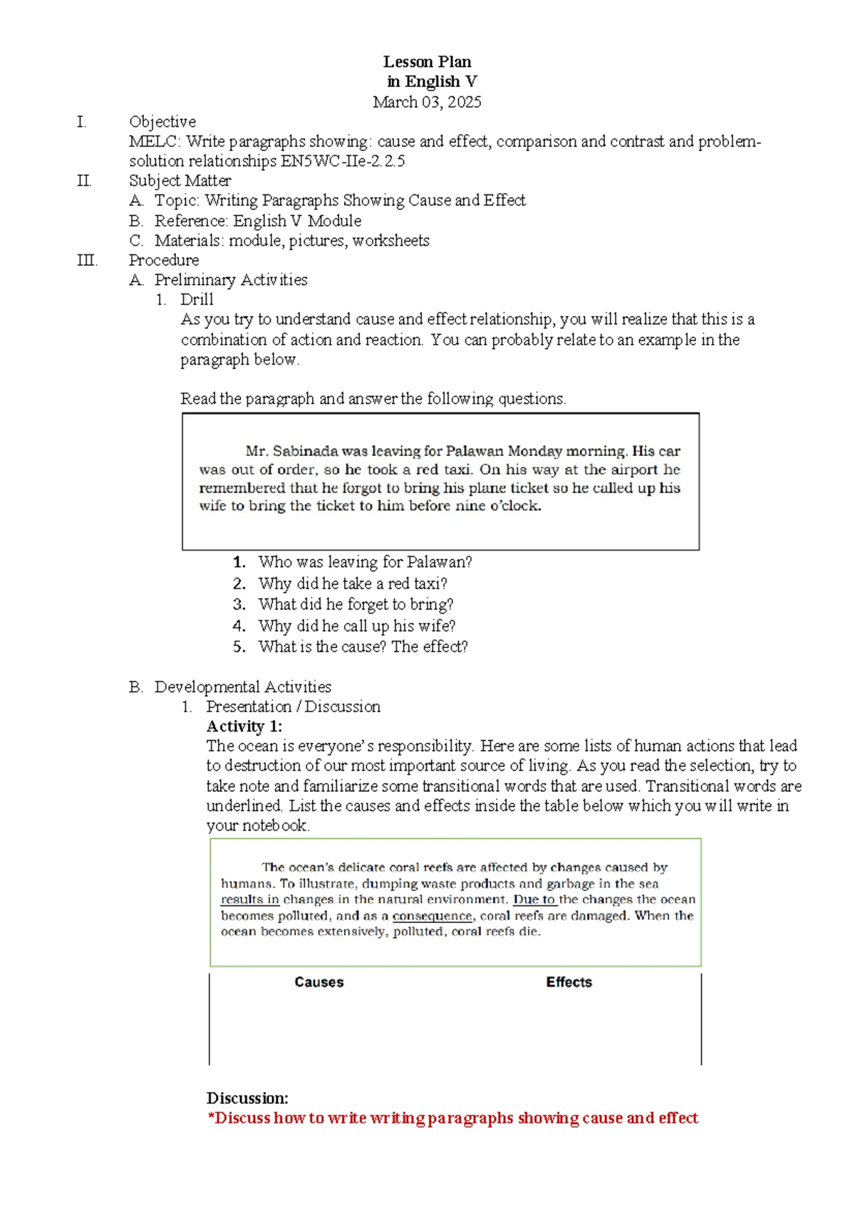 MAPEH V (Arts) Semi-Detailed Lesson Plan on 3-D Crafts - Feb 25, 2025 ...