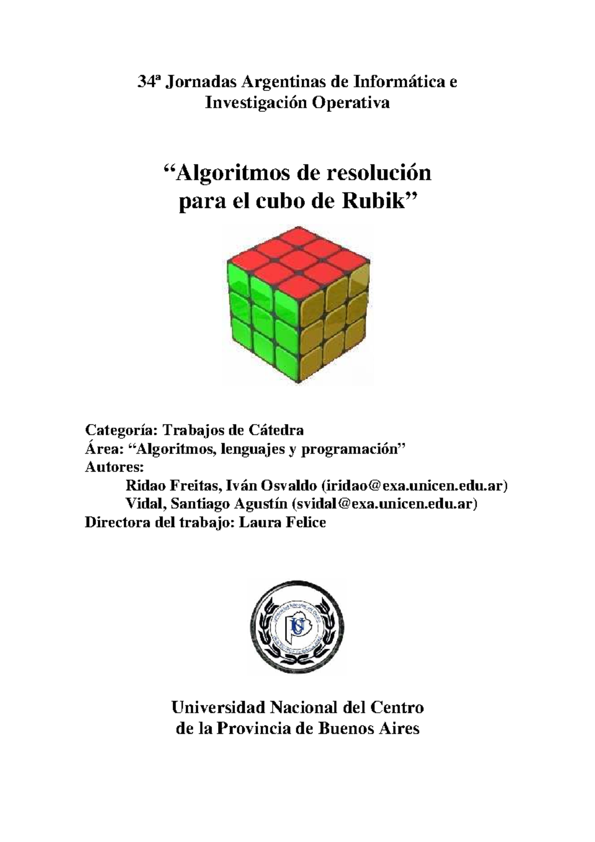 Algoritmos para Resolver el Cubo de Rubik: Proyecto Final de ...