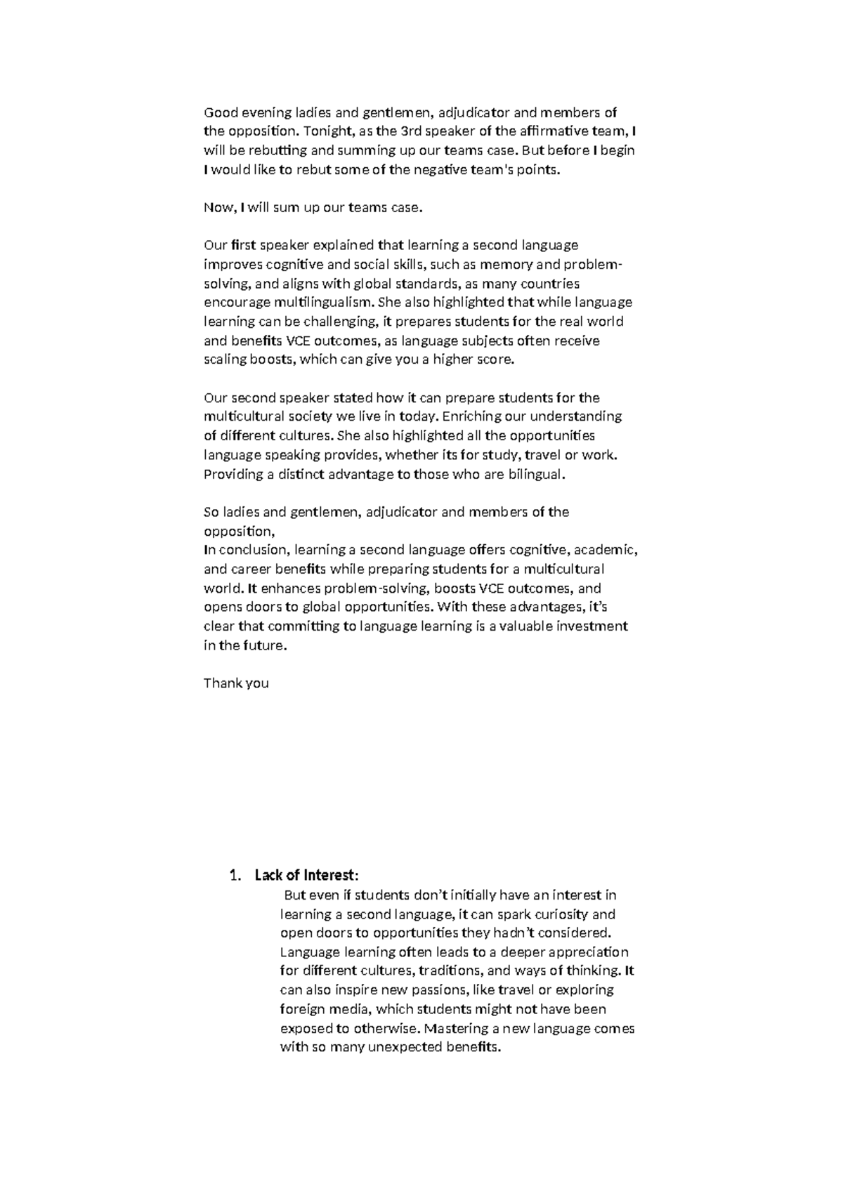 Debate No.3 - VCE Language Study Should Be Compulsory: Affirmative ...