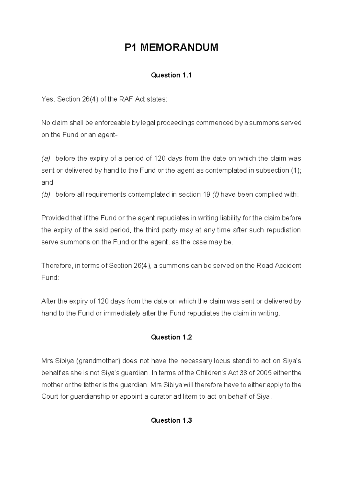 BBST 1 NBNB Legal Memorandum: Key Questions & Answers (2020-2025) - Studocu