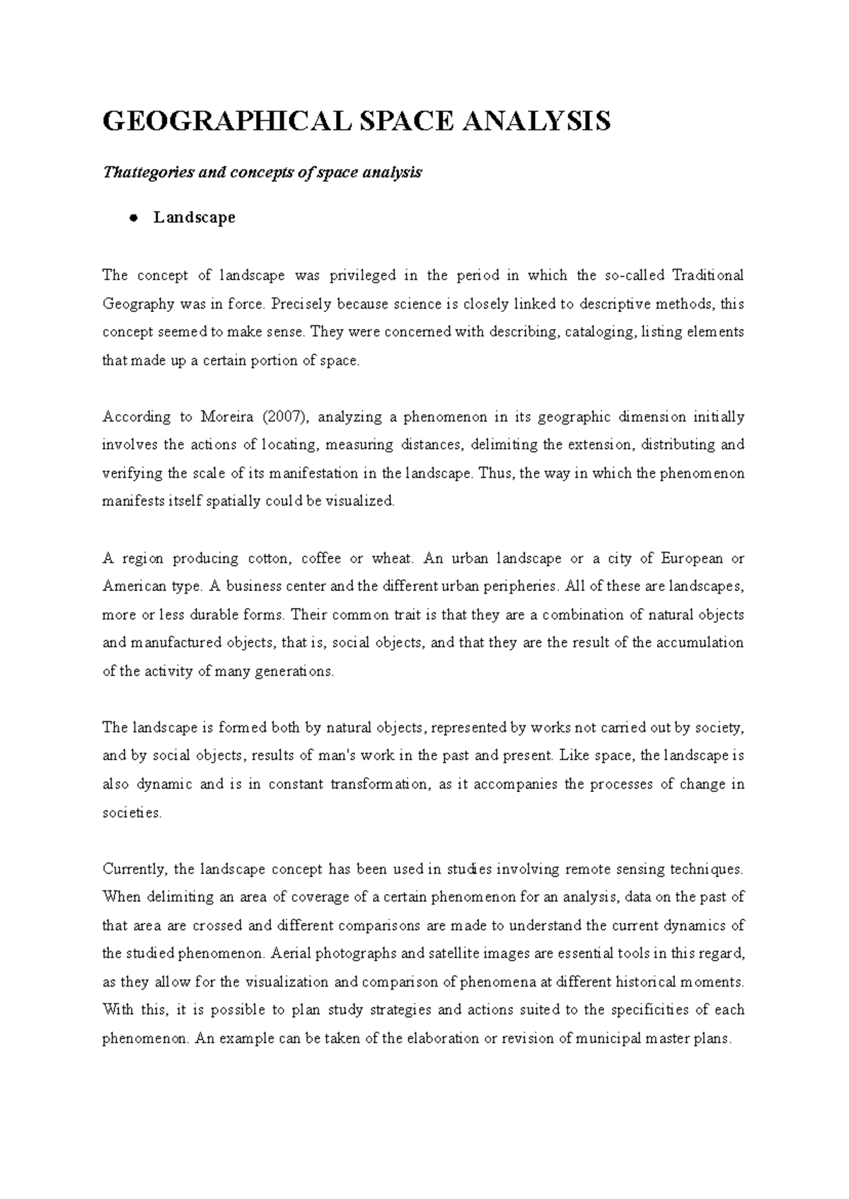 Geographical Space Analysis - Concepts of Landscape, Place, and ...