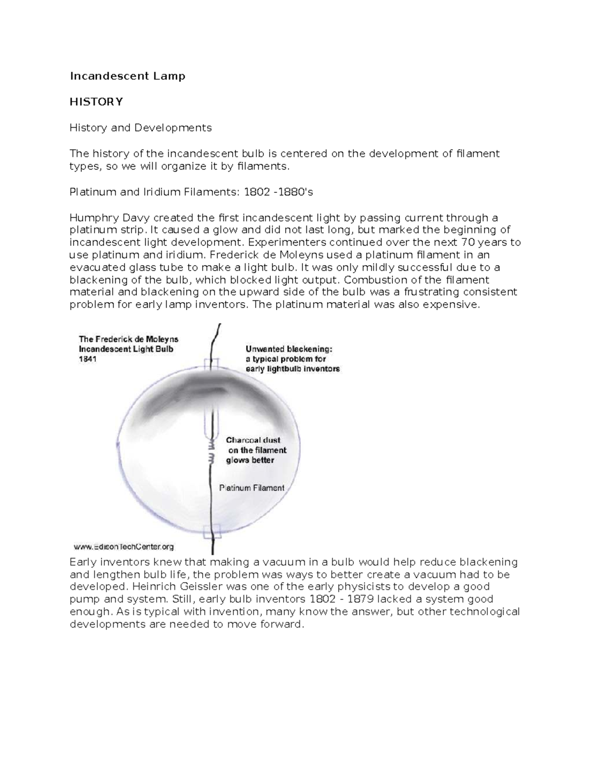 Incandescent Lamp History and Developments - ARCH 101 - Studocu