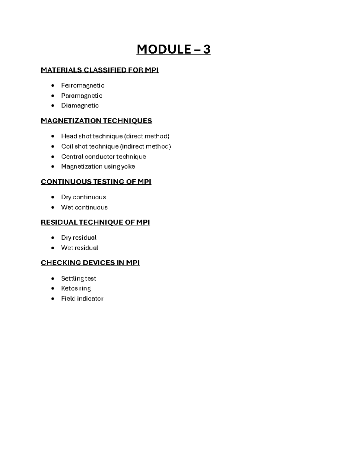NDT Module 3 - KEY POINTS - MODULE – 3 MATERIALS CLASSIFIED FOR MPI ...