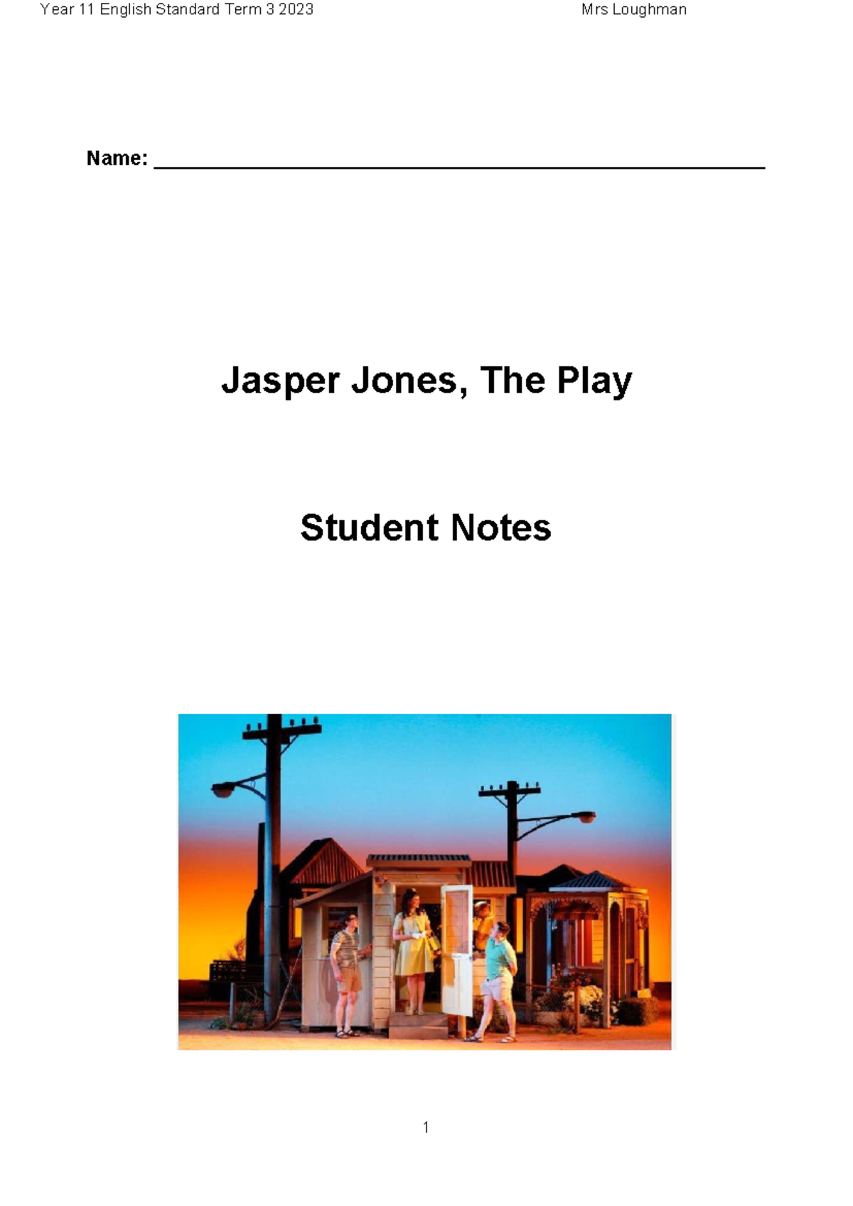 11ENS Term 3 2023 - Jasper Jones Play: Student Notes & Analysis - Studocu